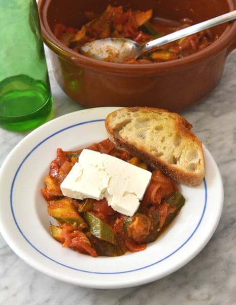 Rachel Roddys Recipe For Braised Courgettes With Garlic Toast