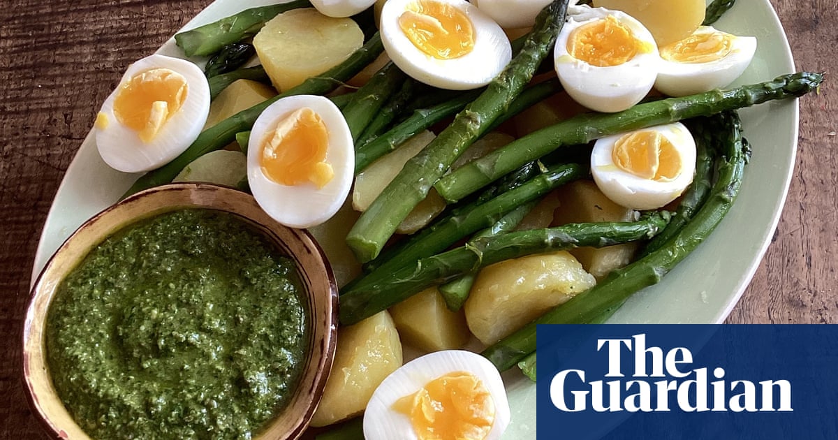 Rachel Roddys Recipe For New Potatoes Eggs Asparagus And Green Sauce