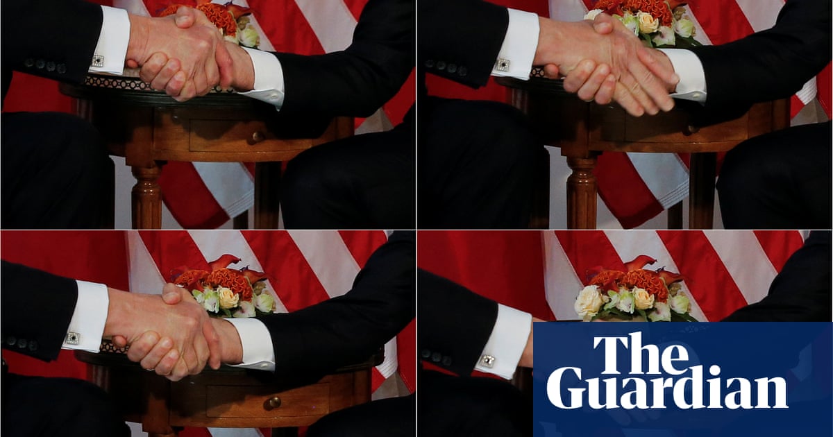 Macron And Trumps Two Tense Handshake Battles Video Us News The